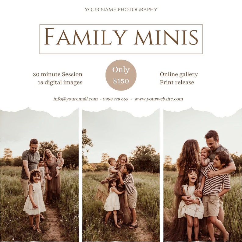 Family Mini Session Template, Photography Marketing, CANVA Template ...