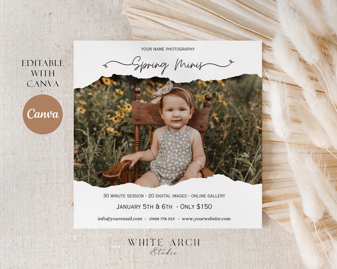 Mini Session Template, Photography Marketing, CANVA TEMPLATE, Spring ...