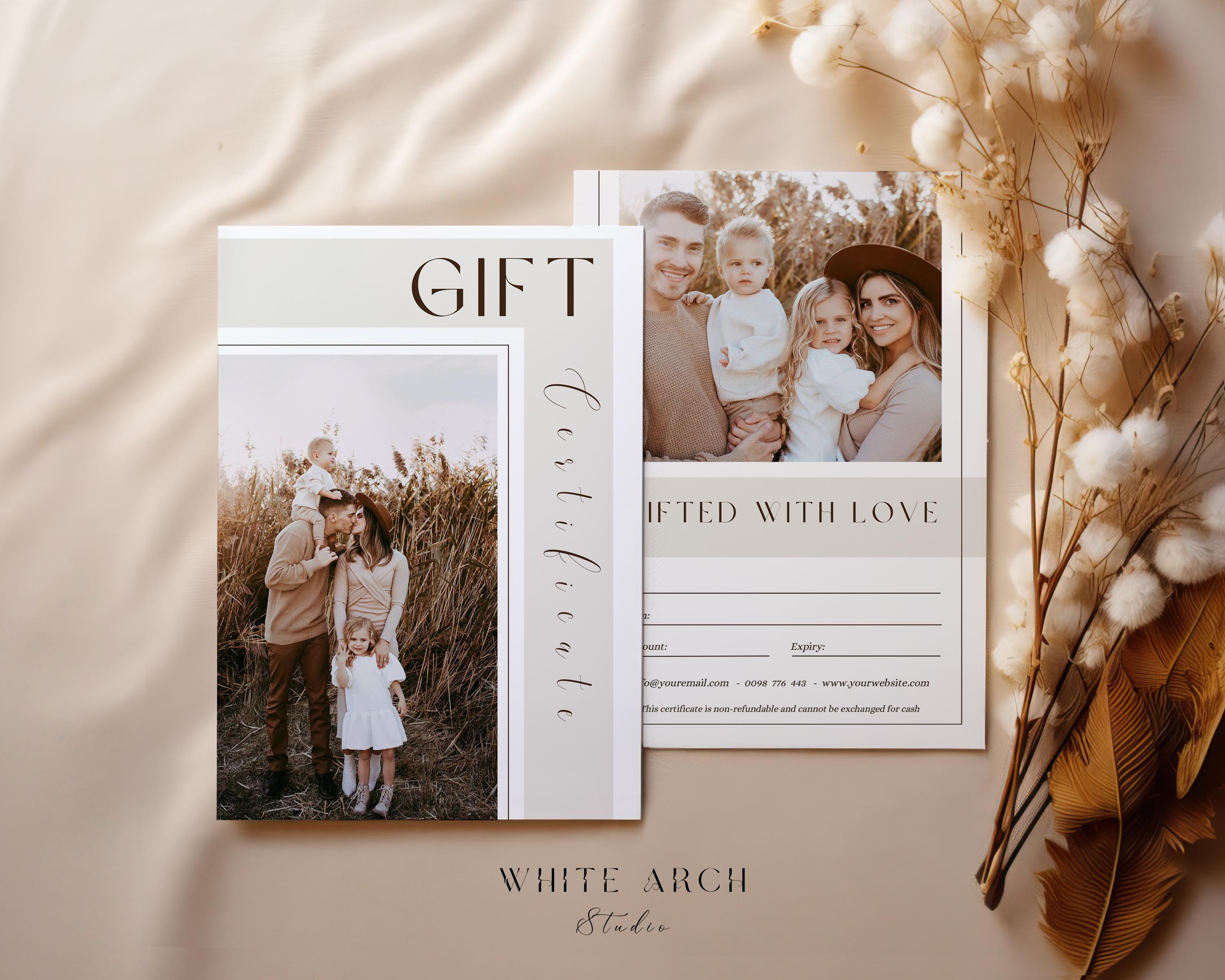 Photographer Gift Certificate Template, Photography Gift Card, Gift ...