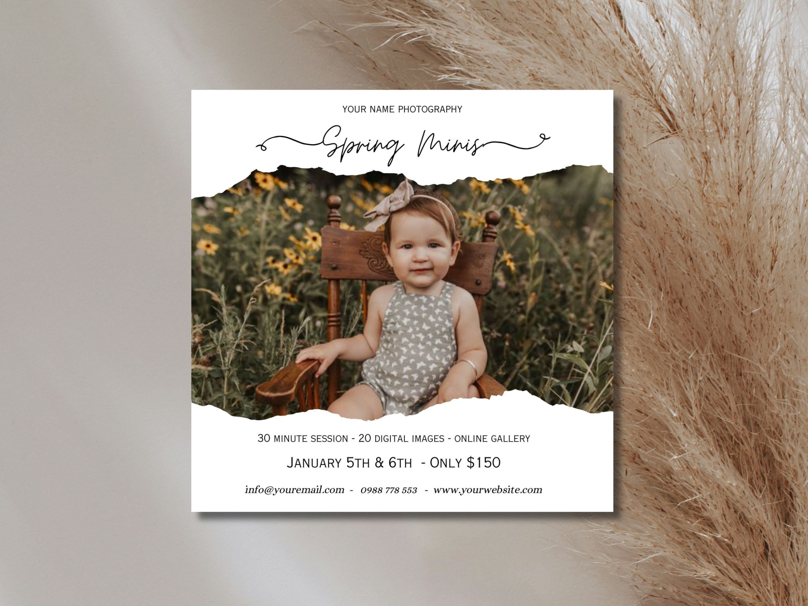 Mini Session Template, Photography Marketing, CANVA TEMPLATE, Spring ...
