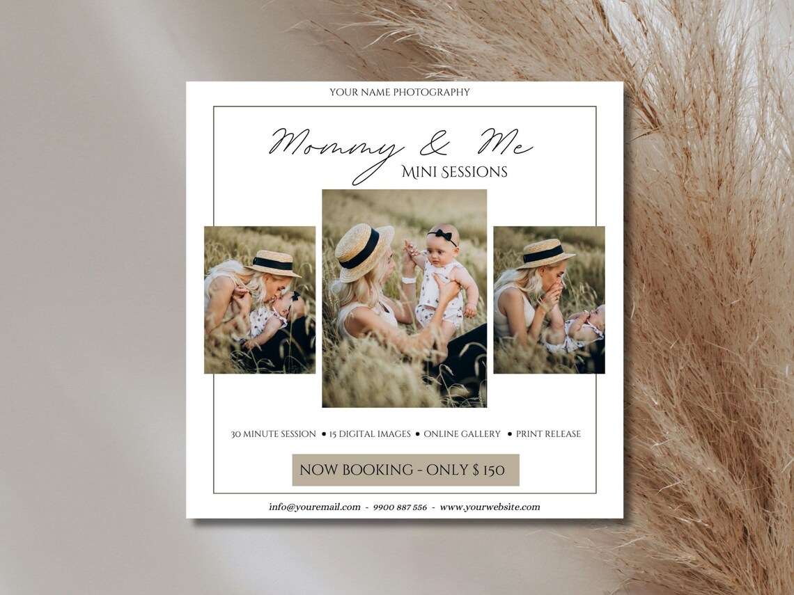 Mommy and Me Mini Session Template Canva Photography Advertising Board ...