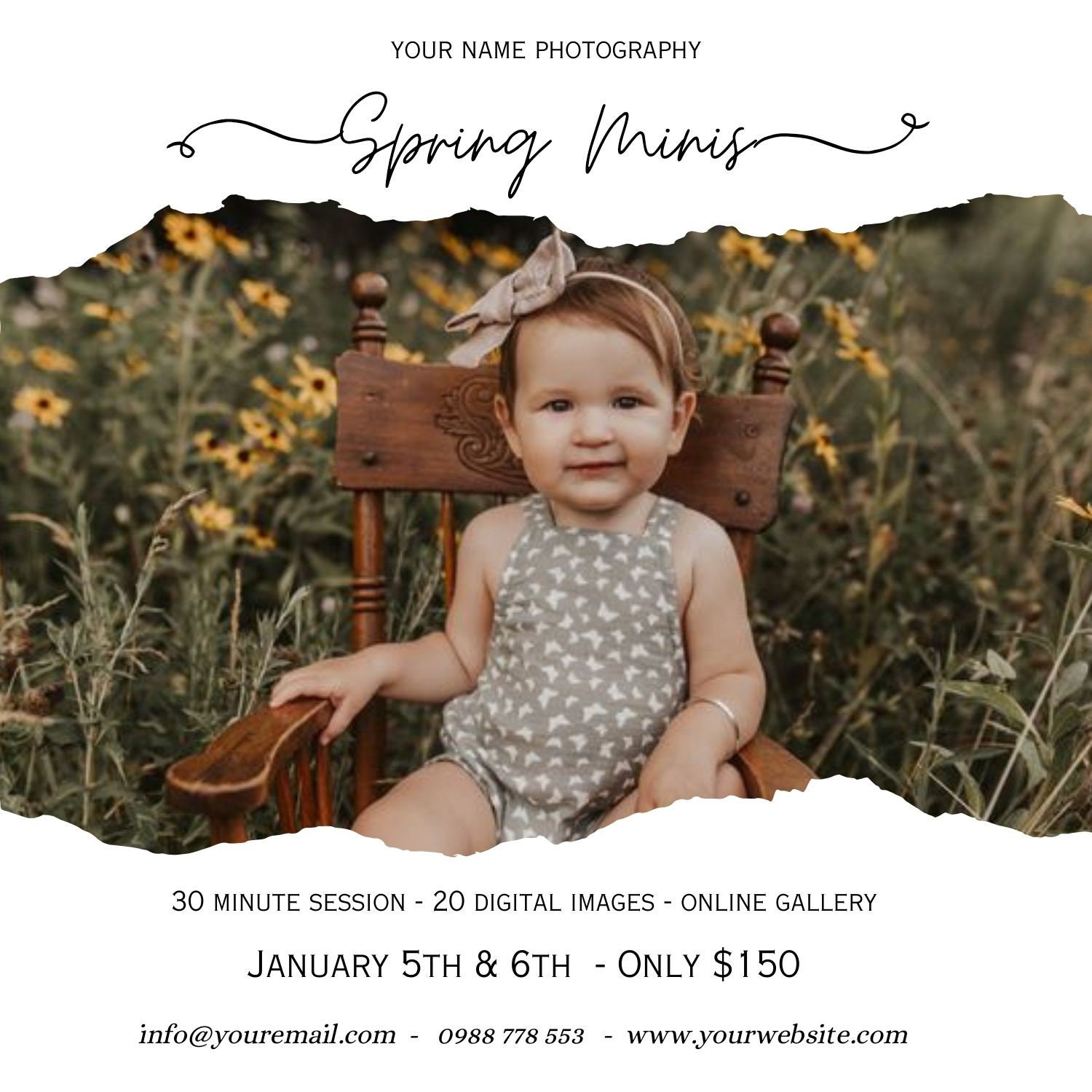 Mini Session Template, Photography Marketing, CANVA TEMPLATE, Spring ...