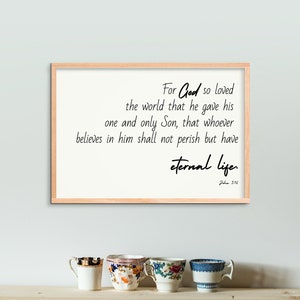 John 3:16 for God so Loved. Bible Verse Wall Art | Wall Decor Gifts ...