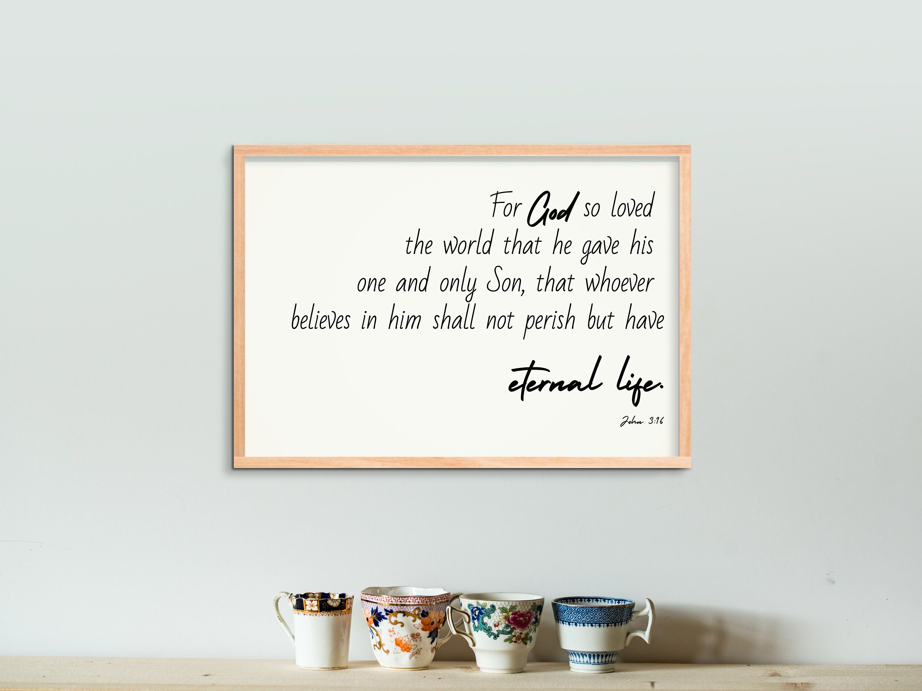 John 3:16 for God so Loved. Bible Verse Wall Art | Wall Decor Gifts ...