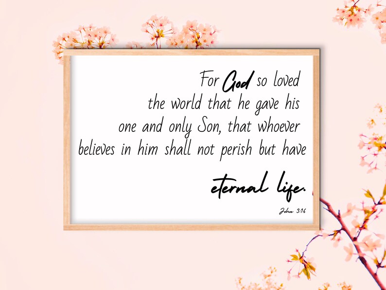 John 3:16 for God so Loved. Bible Verse Wall Art | Wall Decor Gifts ...