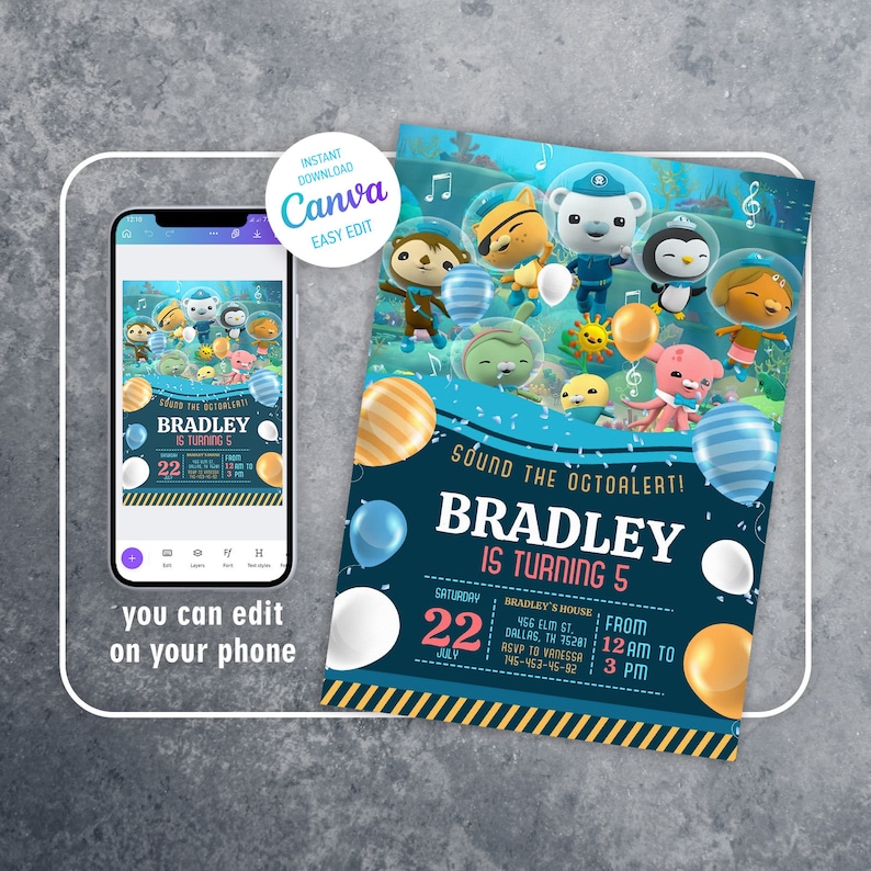 Octonauts Invitation, Printable Editable Birthday Invite, Captain ...