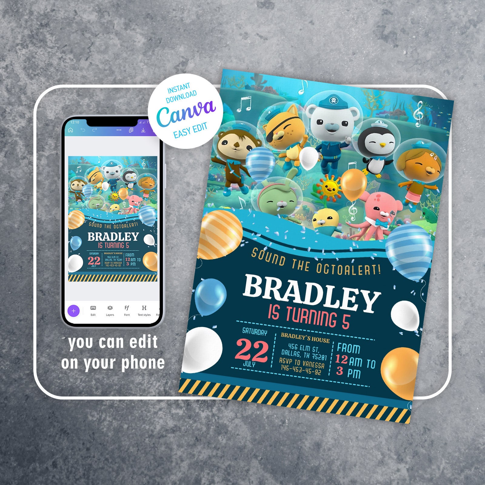 Octonauts Invitation, Printable Editable Birthday Invite, Captain ...