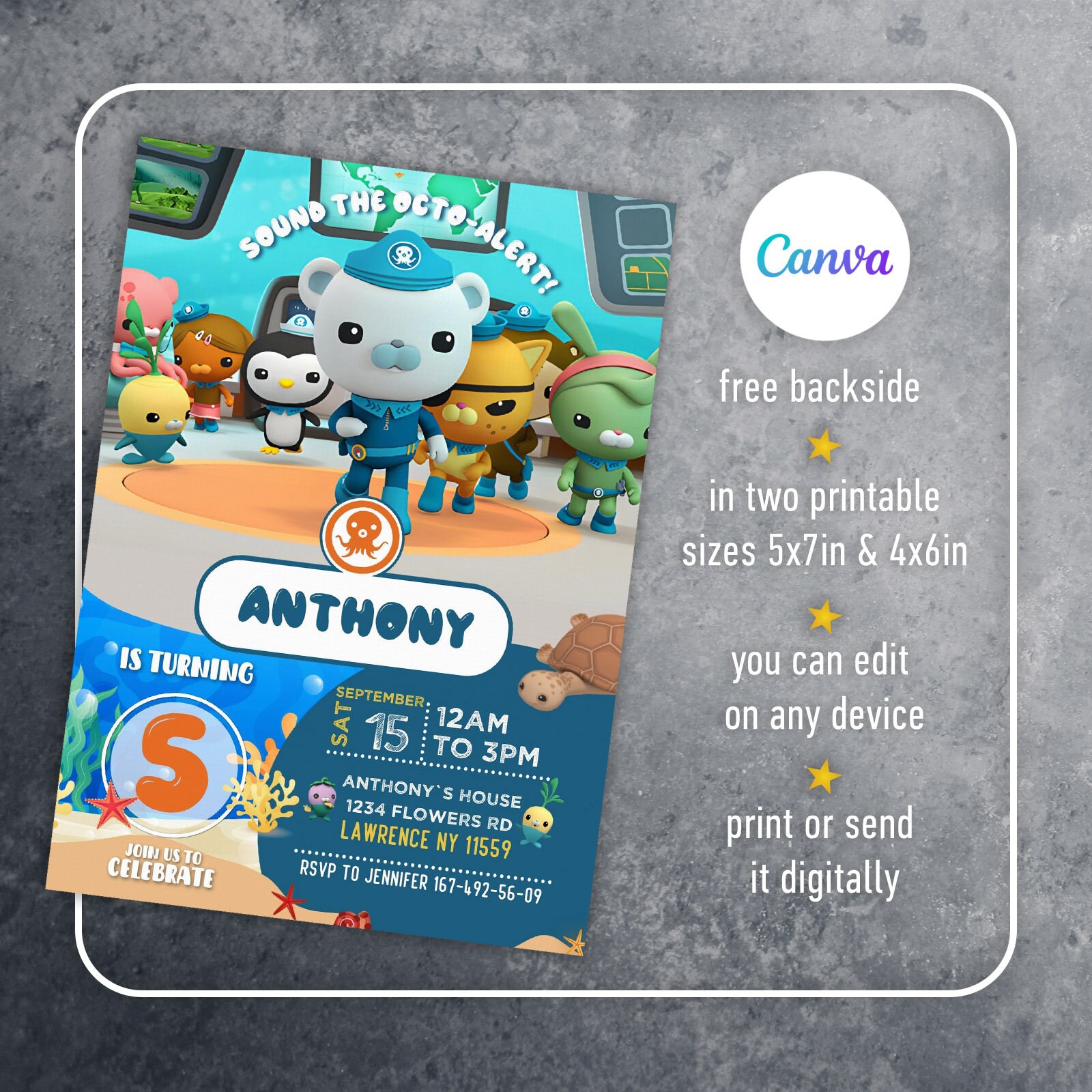 Octonauts Invitation, Printable Editable Birthday Invite, Captain ...