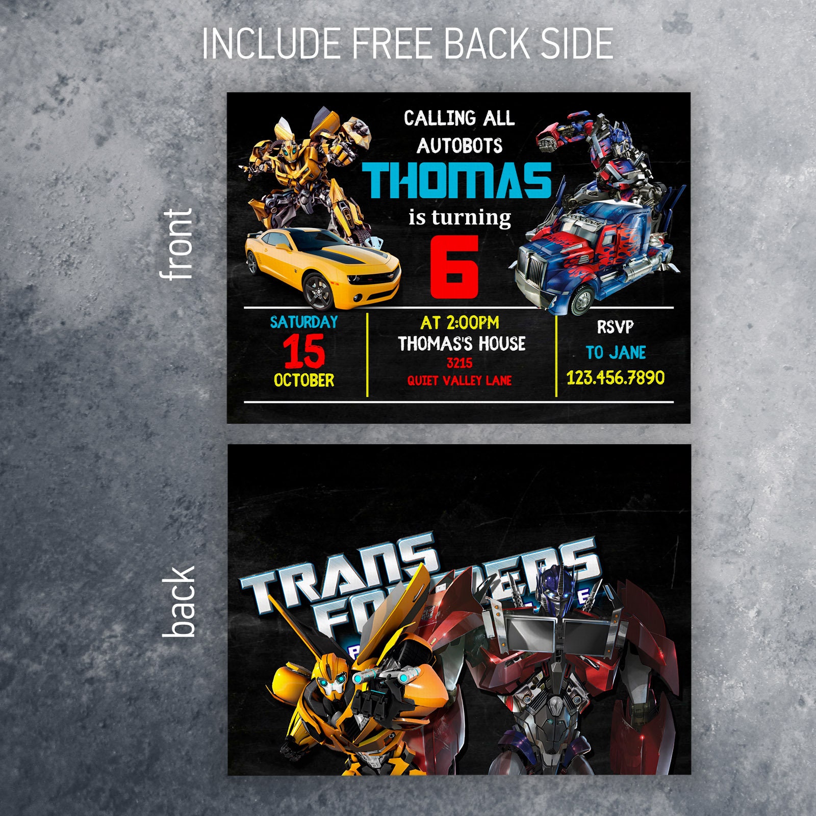 Transformers Party Printable Invite, Rescue Bots Birthday Invitation ...