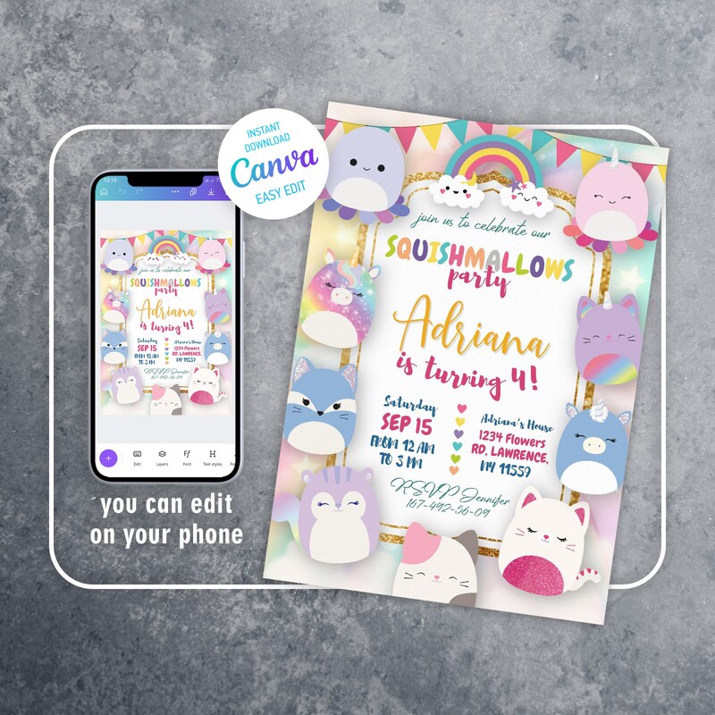 Squishy Party Invitation - Etsy
