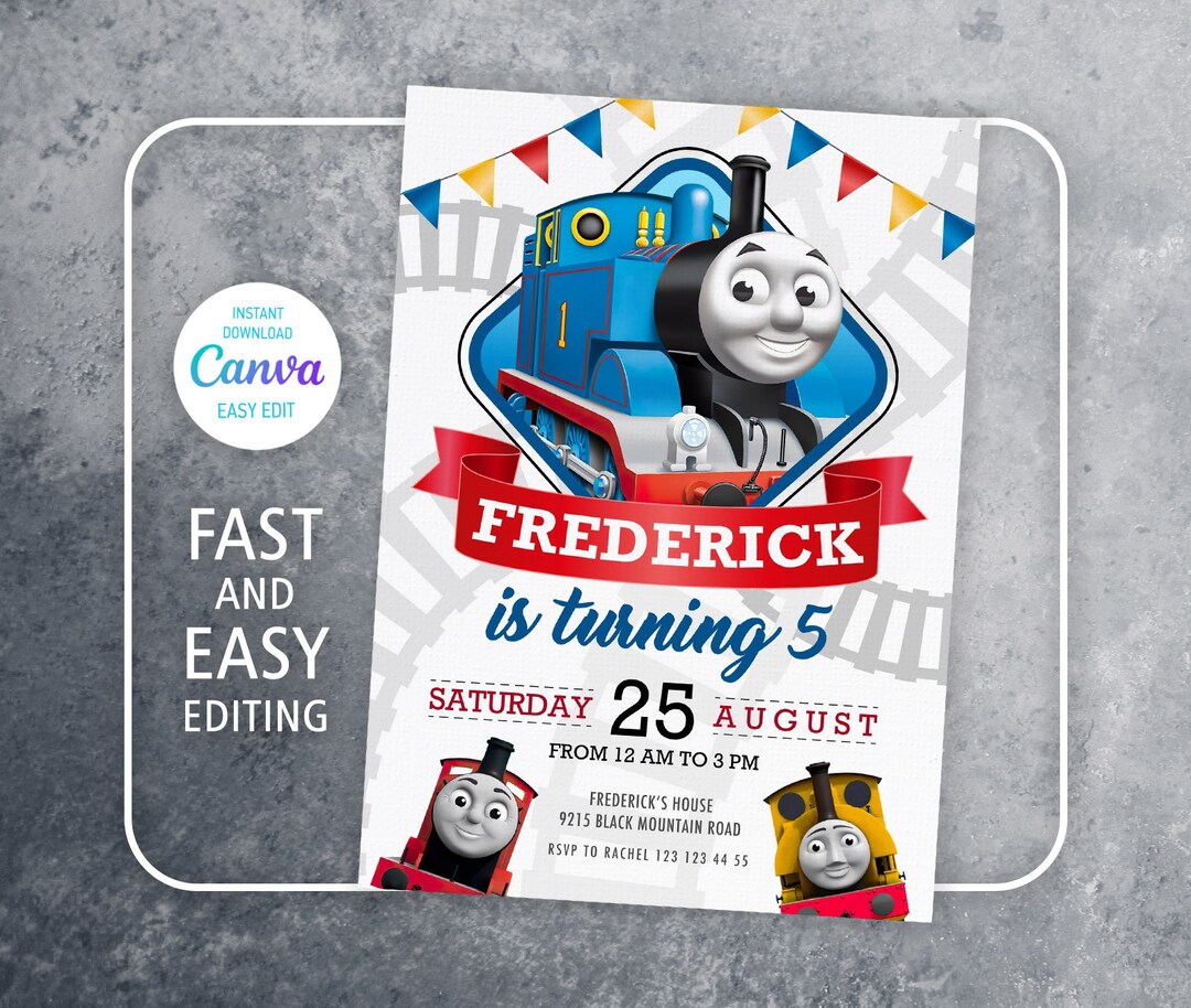 Printable Thomas Train Birthday Invitation, Editable Thomas Party ...