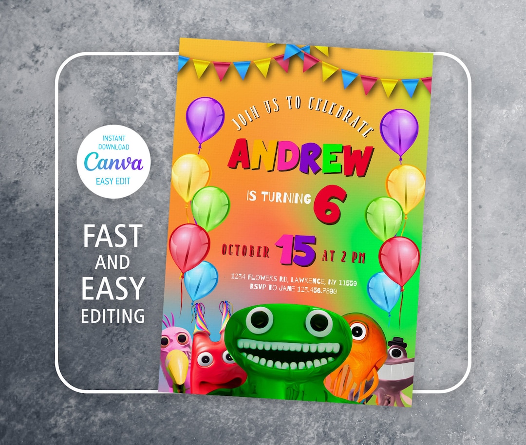 Garten Banban Birthday Invitation, Video Game Party (canva Editable) - Etsy