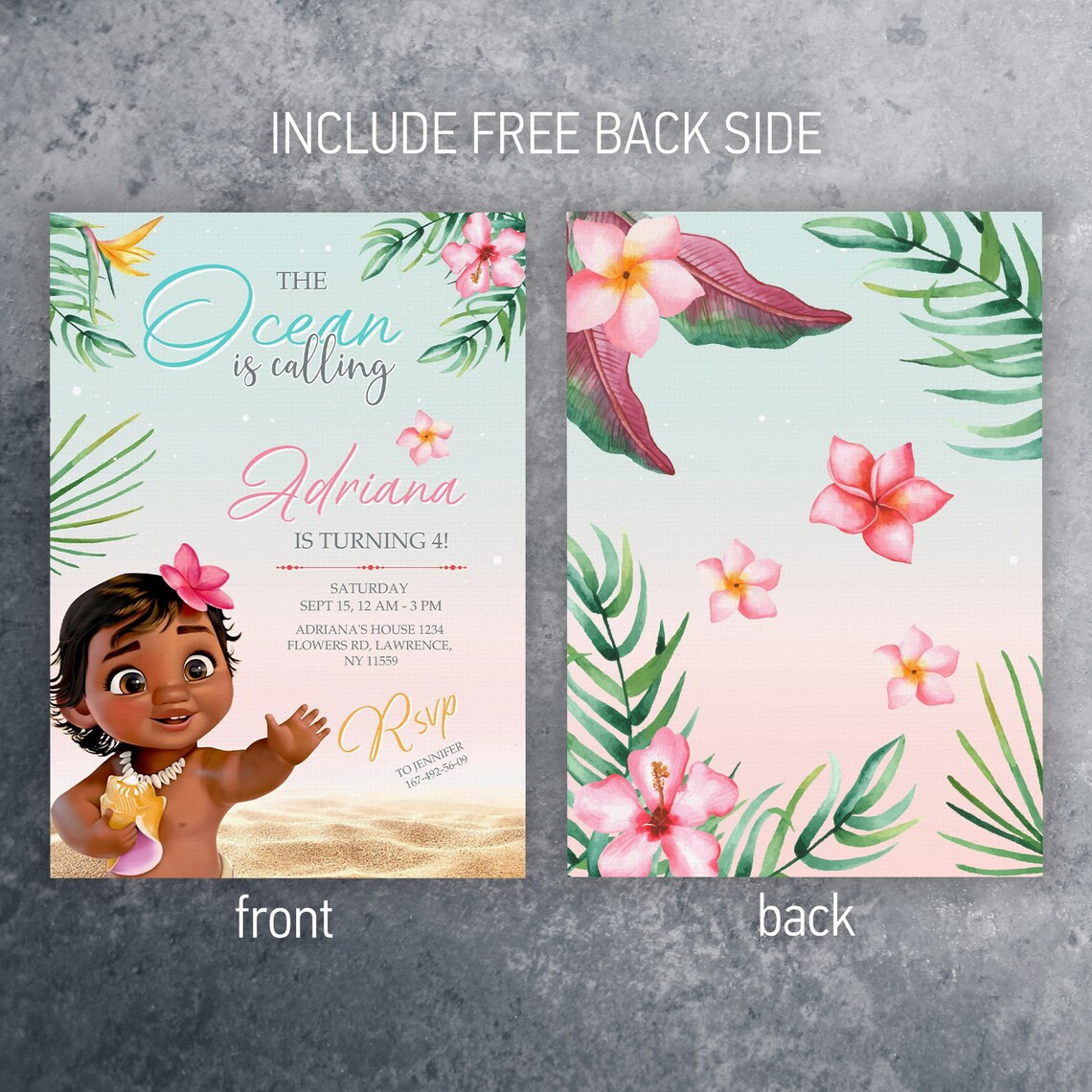 Moana Invitation, Printable Birthday Invitation, Editable Invitation ...