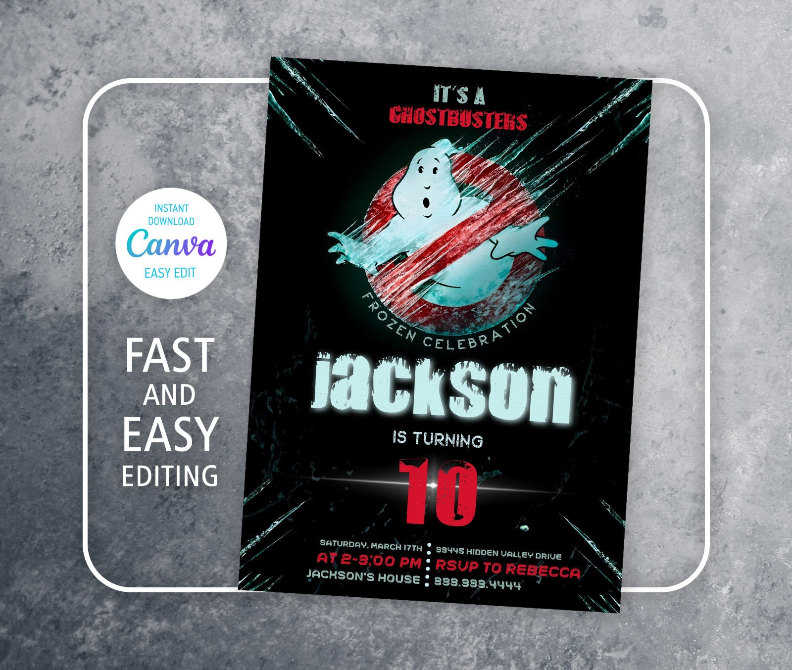 Ghostbusters Birthday Invitation, Printable Editable Invite, Frozen ...