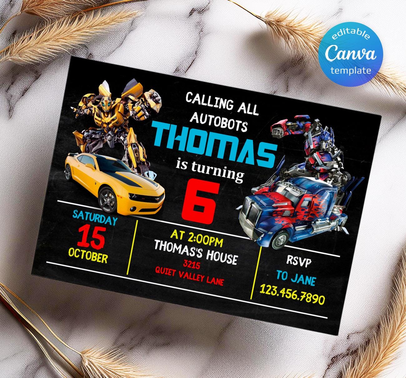 Transformers Party Printable Invite, Rescue Bots Birthday Invitation ...