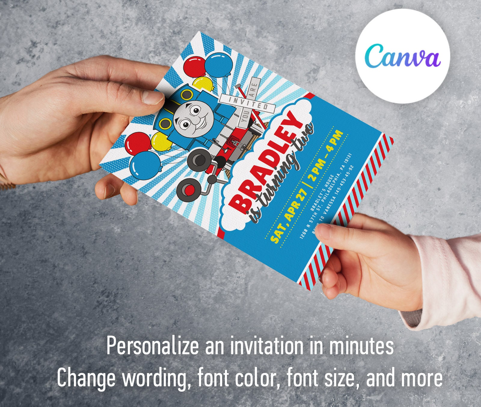 Printable Thomas Train Birthday Invitation, Editable Thomas Party ...