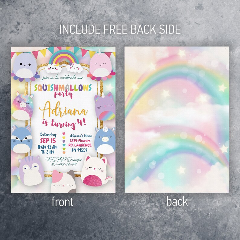 Printable Squish Birthday Invitation, Girl Birthday Invite, Squish ...