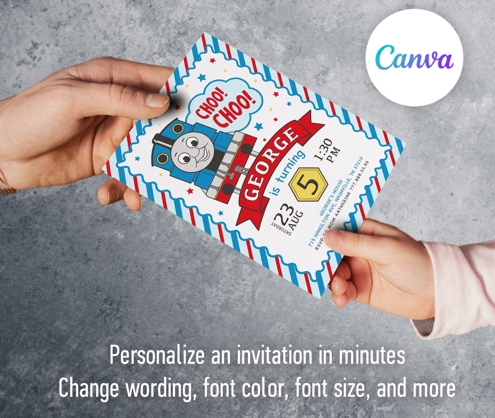 Printable Thomas Train Birthday Invitation, Editable Thomas Party ...