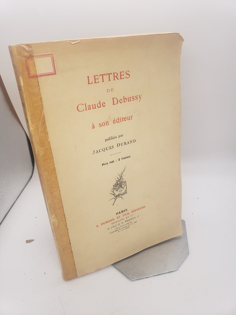 1927 Claude Debussy Letters to Durand: Rare Music Book, Uncut Binding ...