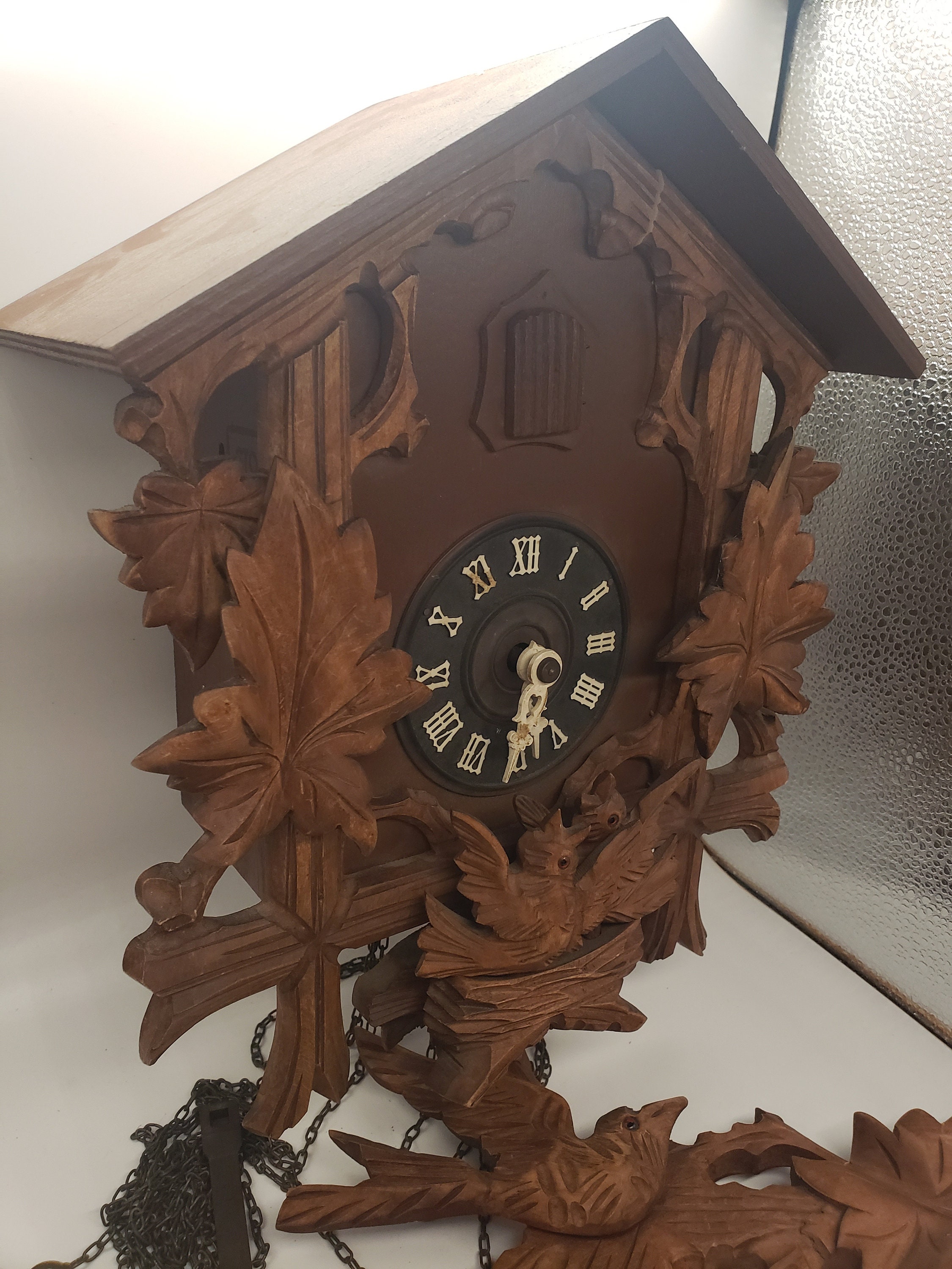 Vintage West Germany Black Forest Hand Carved Wooden Cuckoo Clock by E ...
