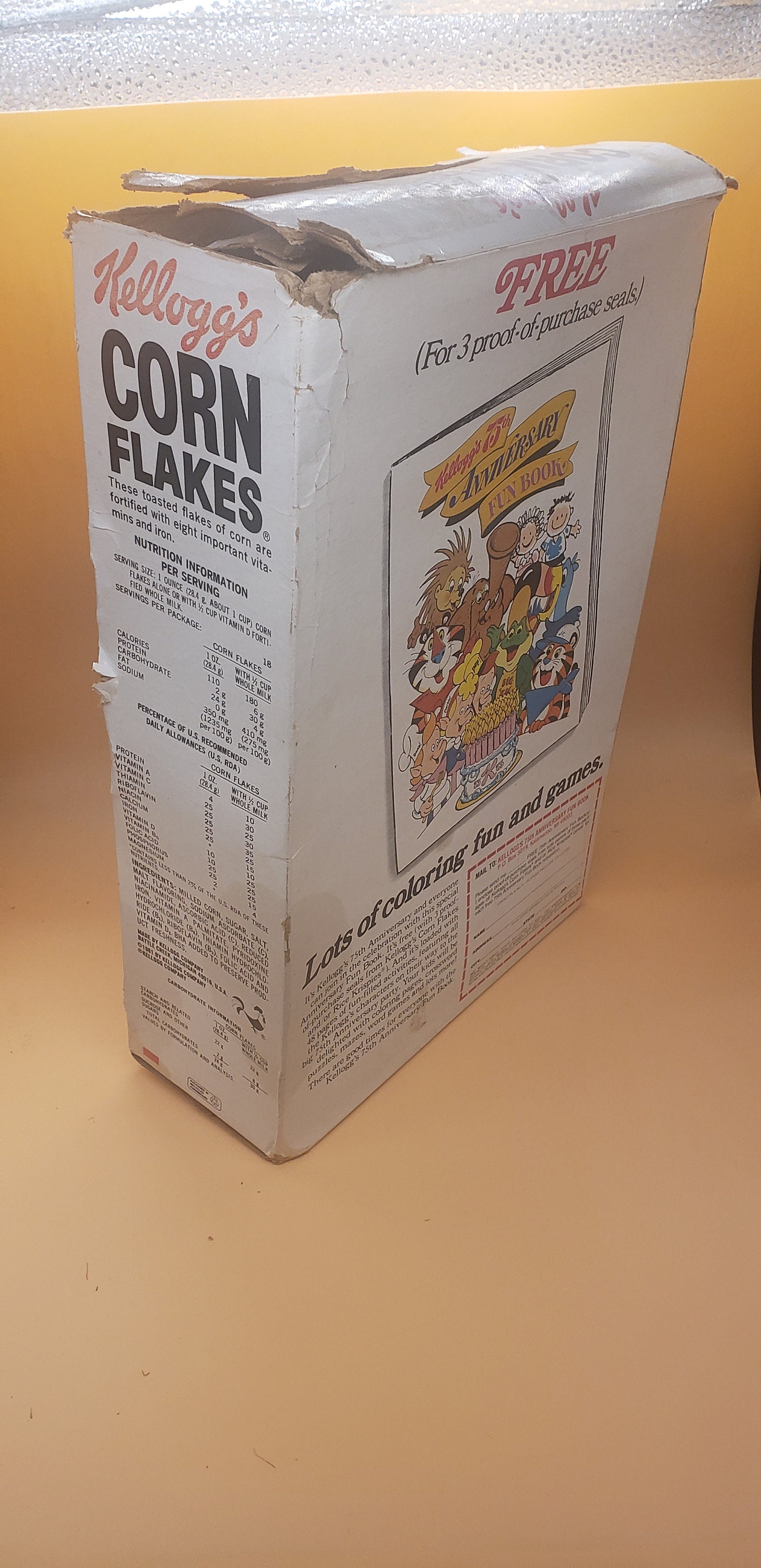 Kellogg's Toasted Corn Flakes Cereal Box 75th Anniversary Package ...