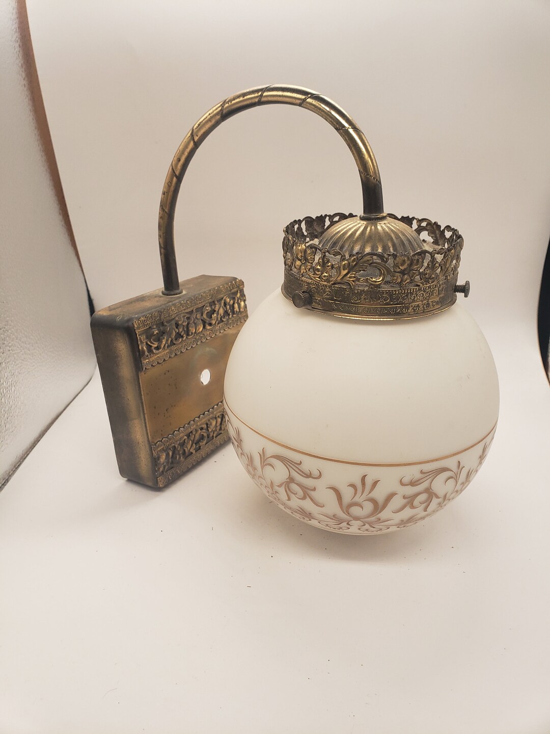 MCM Hollywood Regency Wall Sconce Swag Light Fixture With Milk Glass ...