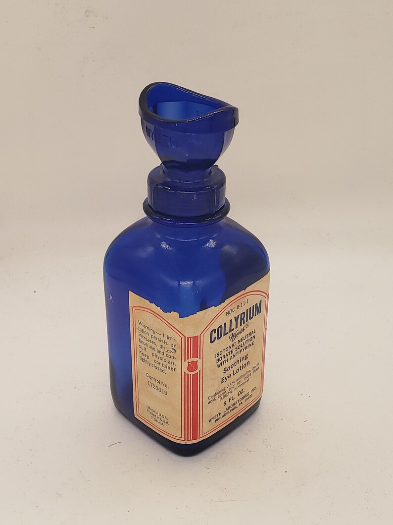 Antique Wyeth Collyrium Bottle, Soothing Eye Lotion, Cobalt Blue Bottle ...
