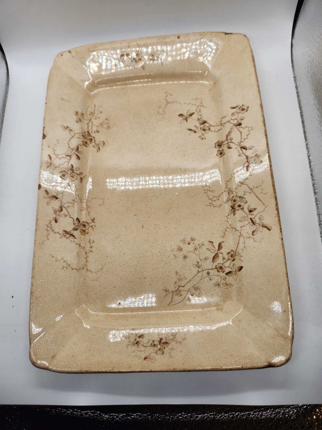 Antique Ironstone Brown Transferware Platter, C 1864-1892, Marked ...