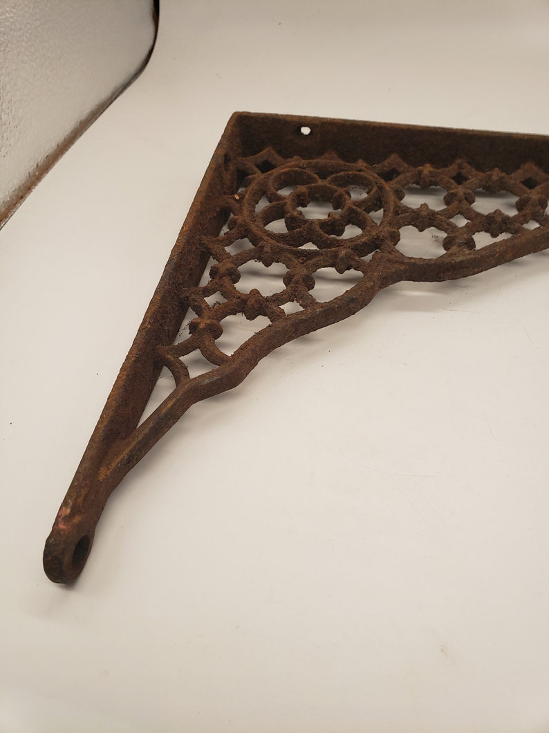 Victorian Era Cast Iron Shelf Bracket, Ornate Design, Rusty Metal ...