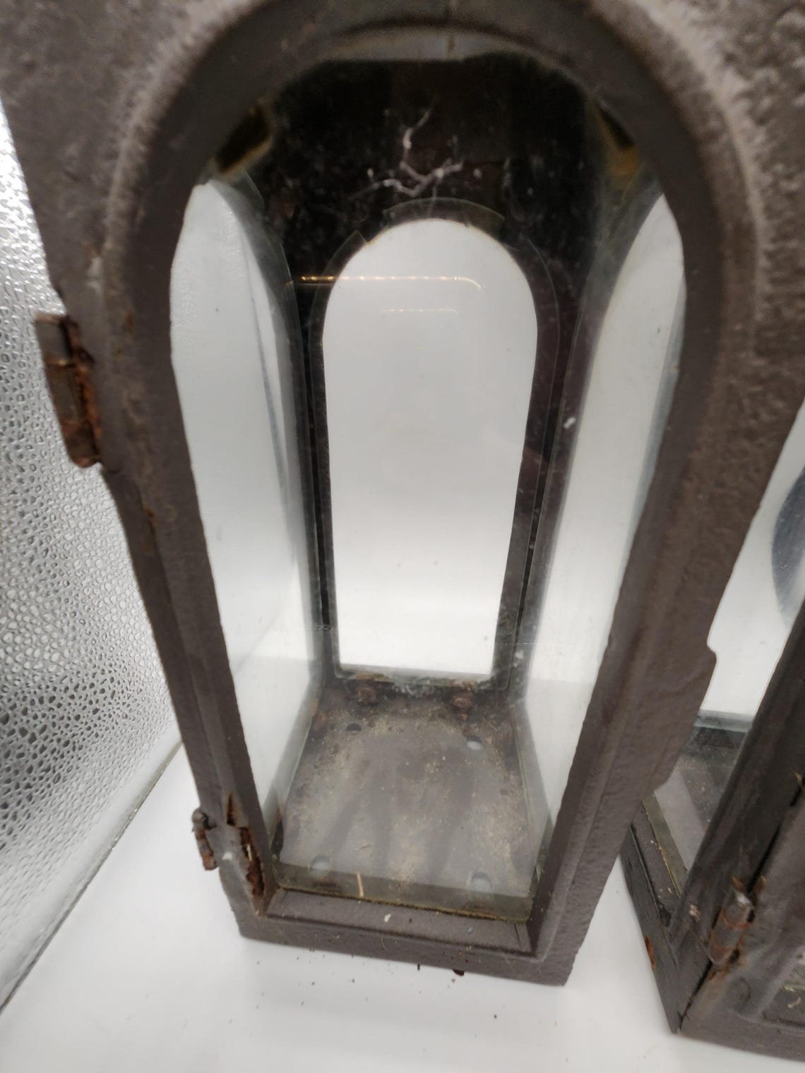 Pair of Vintage Cast Iron Hanging Lanterns Indoor or Outdoor Use With ...