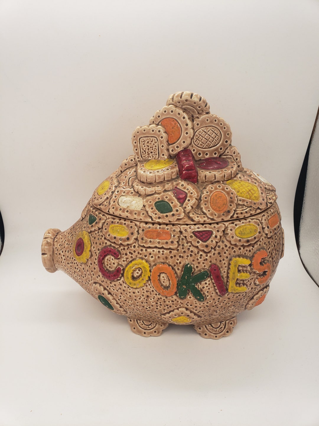 Japan 1950s Pottery Pig Cookie Jar, 1950s Kitsch, Porcelain Japanese ...