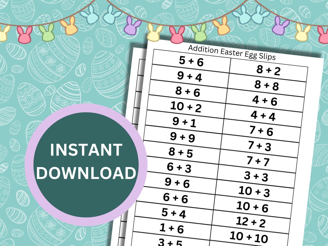 Learning Easter Egg Slips- Addition, Subtraction & Simple Words - Etsy