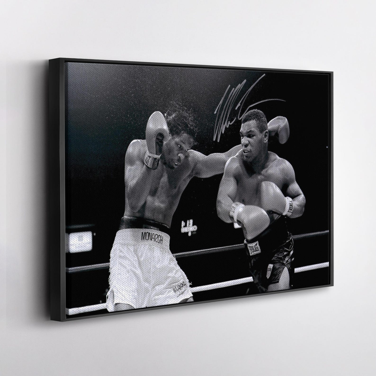Mike Tyson Poster – Boxing With Sign Black and White Canvas Wall Art ...