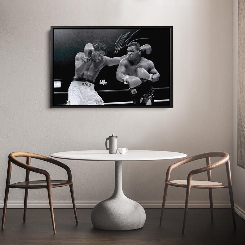 Mike Tyson Poster – Boxing With Sign Black and White Canvas Wall Art ...
