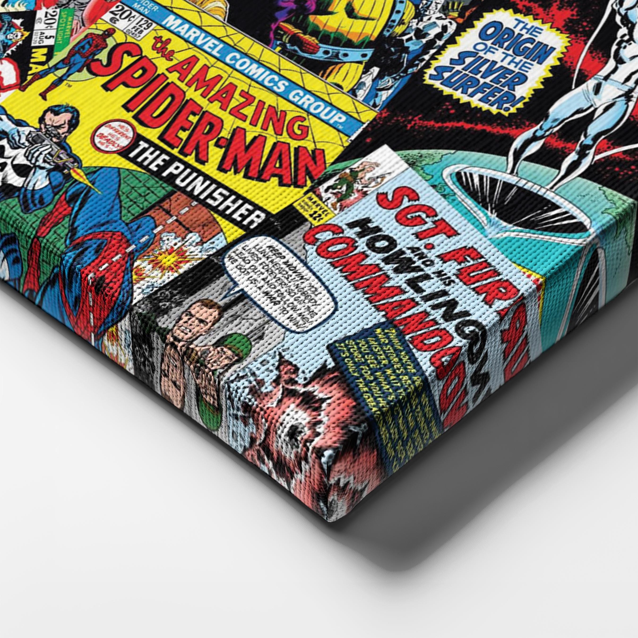 Comic Book History Collage Poster – Vintage Canvas Wall Art – Superhero ...