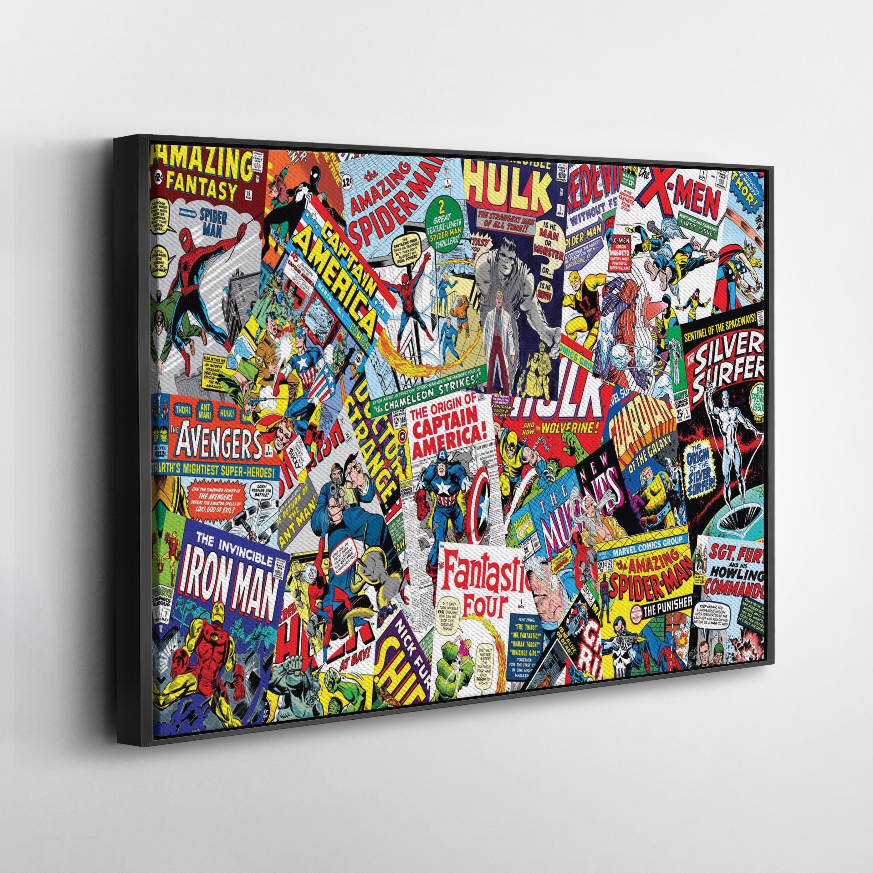 Comic Book History Collage Poster – Vintage Canvas Wall Art – Superhero ...