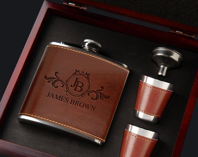 Hand Tooled Leather Flask - Etsy