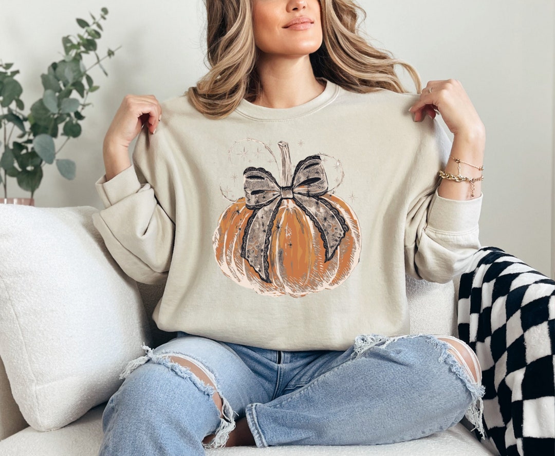 Fall Pumpkin Coquette Bow Unisex Sweatshirt, Halloween Gift, Cute ...