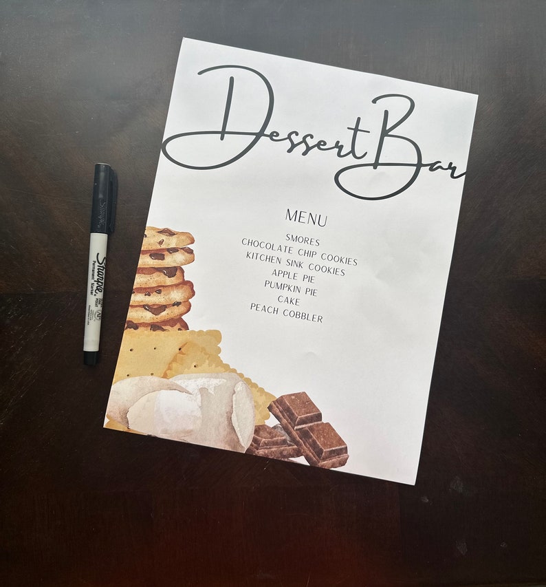 Dessert Bar Signage Template, Table Sign Dessert Wedding, Anniversary ...