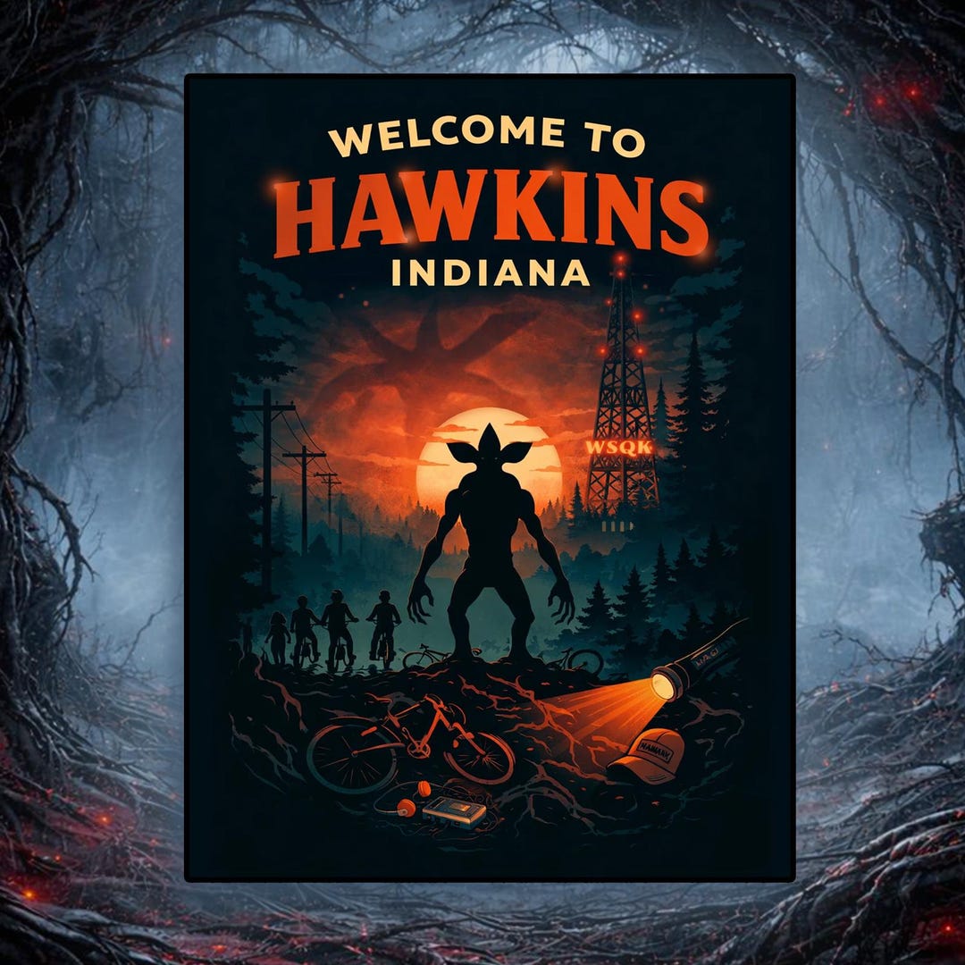 Welcome to Hawkins Indiana Poster, Matte Vertical Poster, Stranger ...