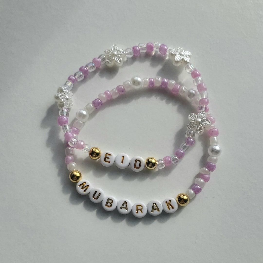 Eid Beaded Bracelets, Eid Mubarak Bead Bracelets, Eid Jewelry Gift ...