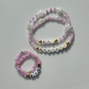 Eid Beaded Bracelets, Eid Mubarak Bead Bracelets, Eid Jewelry Gift ...