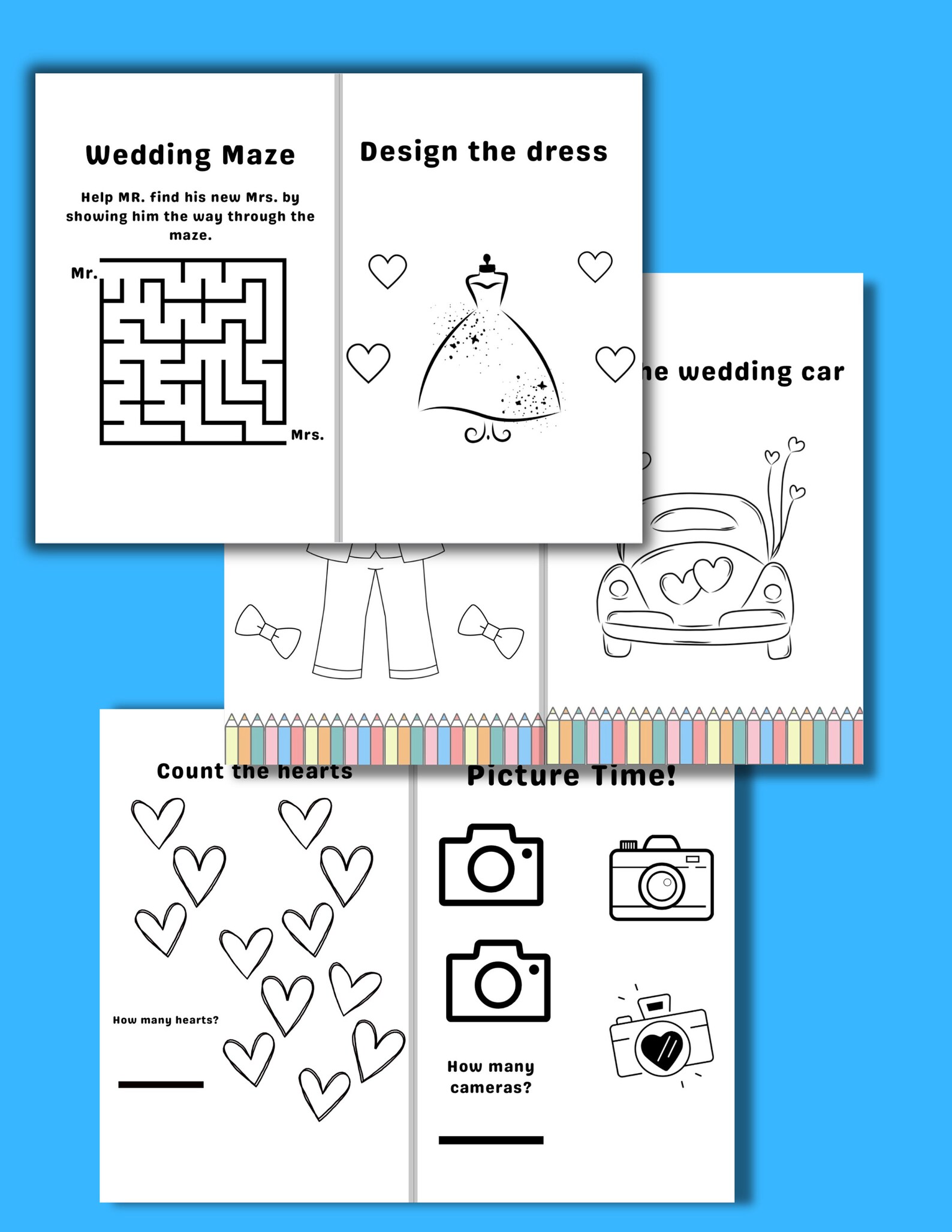 Custom Kids Wedding Coloring Activity Book, Activity Worksheets ...