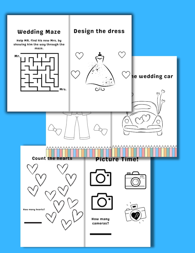 Custom Kids Wedding Coloring Activity Book, Activity Worksheets ...