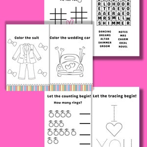 Custom Kids Wedding Coloring Activity Book, Activity Worksheets ...