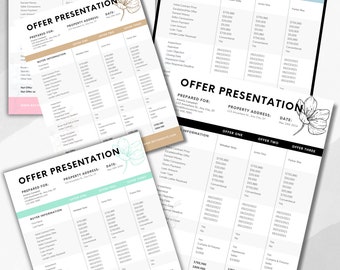 Real Estate Offer Summary Sheet, Real Estate Marketing, Real Estate ...