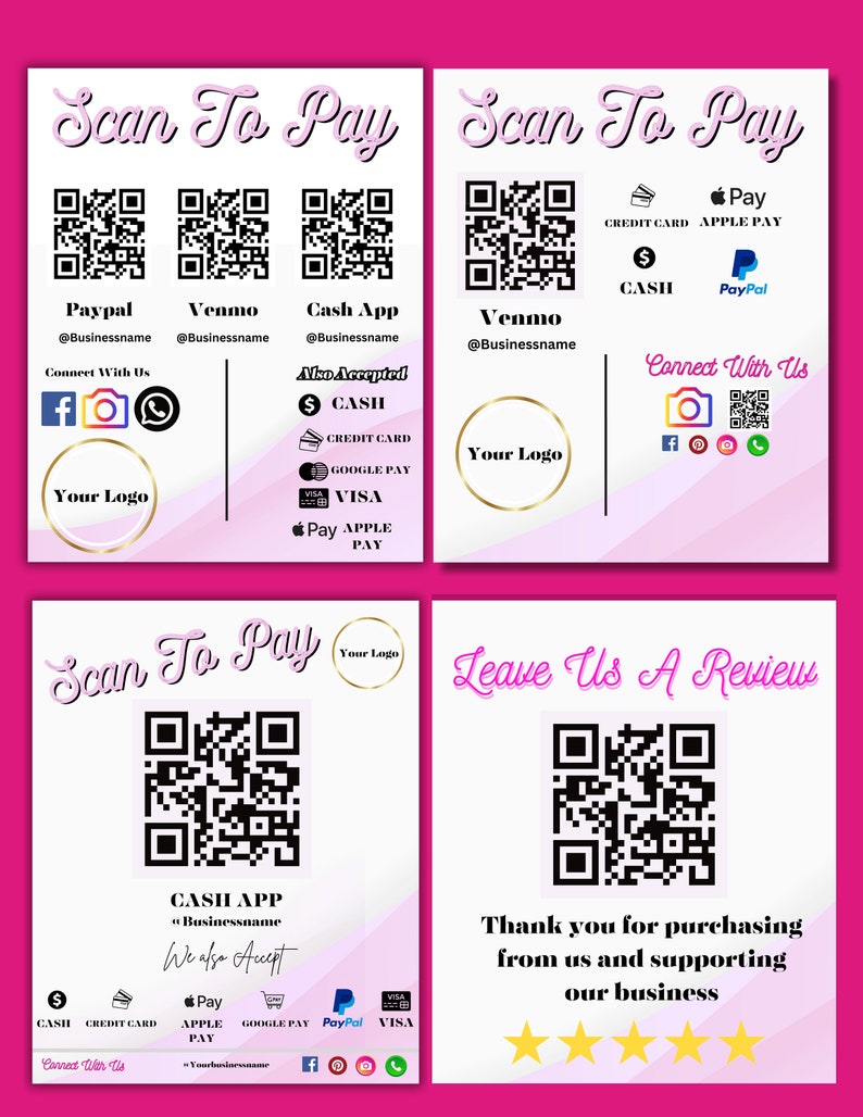 Scan to Pay QR Card Sign, Social Media Sign to Pay QR Code Sign, Small ...
