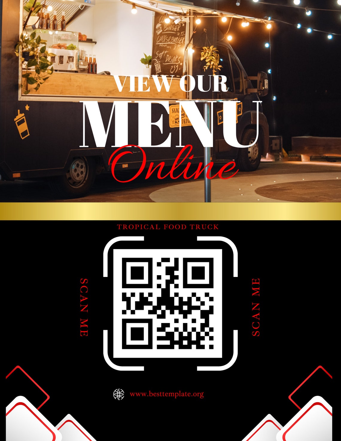 Editable Food Truck Menu QR Code Editable Canva Printable, Restaurant ...