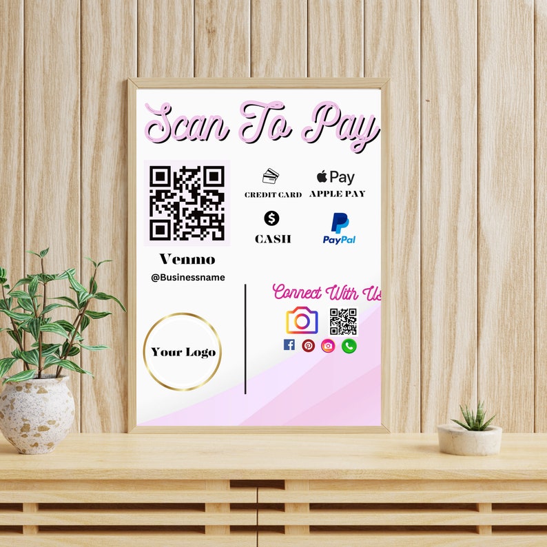 Editable Cash App QR Card Printable Payment Sign, Scan to Pay Template ...