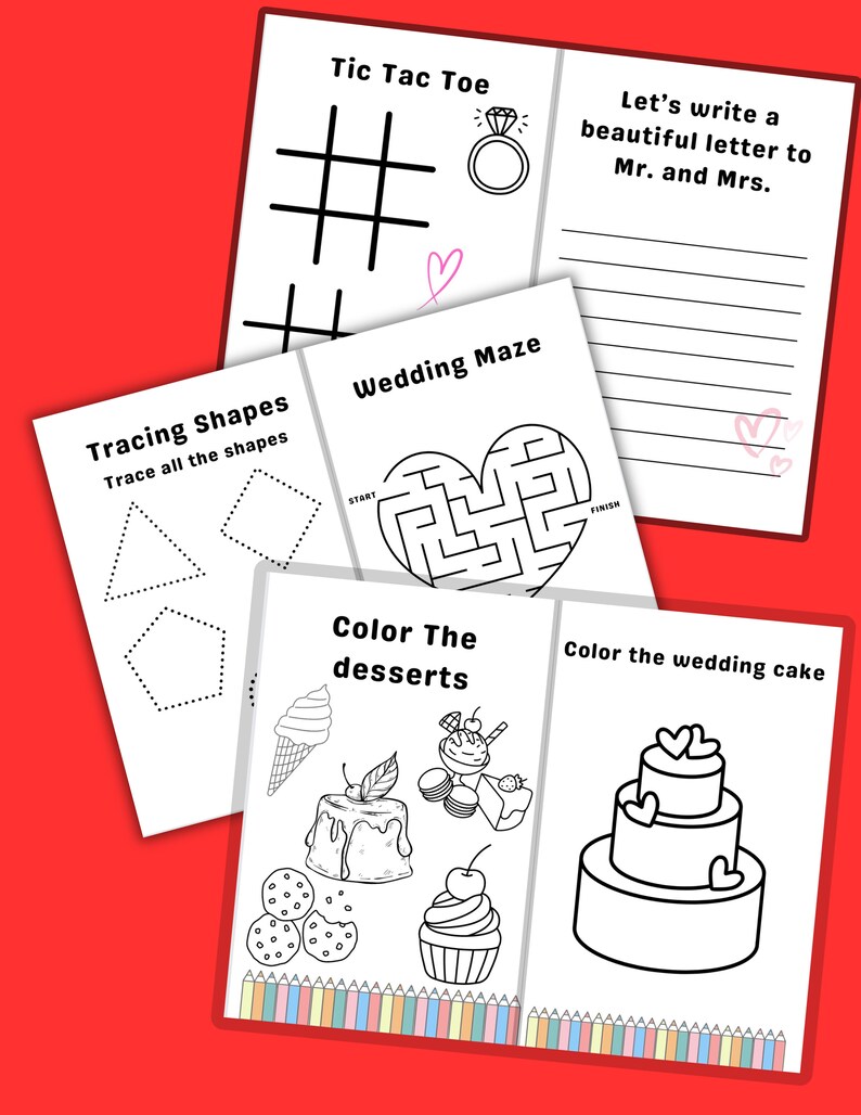 Custom Kids Wedding Coloring Activity Book, Activity Worksheets ...